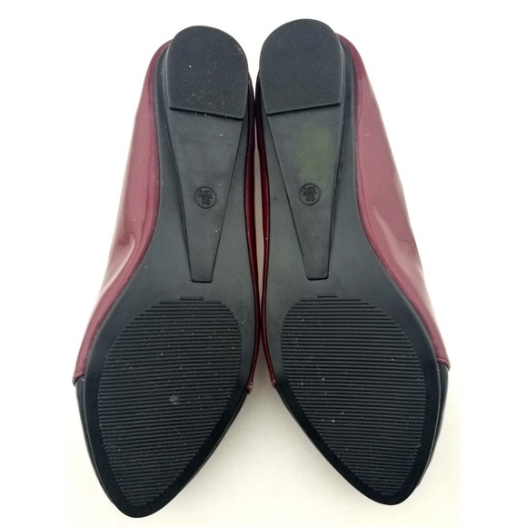 Shoes | Burgundy Black Patent Pointed Toe Flats Bow 36 | Poshmark